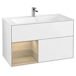 Villeroy & Boch Villeroy und Boch Finion Waschtischunterschrank G030PCGF 99,6x59,1cm, Wandbeleuchtung, Regal links Oak Veneer, Glossy white lacquer