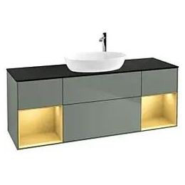 Villeroy & Boch Villeroy und Boch Finion Waschtischunterschrank G982HFGM 160cm, Abdeckplatte black matt, Emotion, Regale Gold matt lacquer, Olive Matt Lacquer