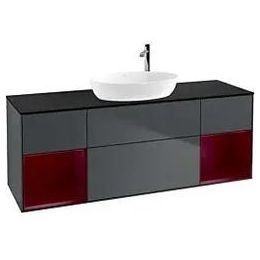 Villeroy & Boch Villeroy und Boch Finion Waschtischunterschrank G982HBHG 160cm, Abdeckplatte black matt, Emotion, Regale Peony matt lacquer, Midnight Blue Matt Lacquer