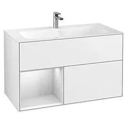 Villeroy & Boch Villeroy und Boch Finion Waschtischunterschrank G030MTGF 99,6x59,1cm, Wandbeleuchtung, Regal links White matt lacquer, Glossy white lacquer