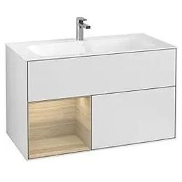 Villeroy & Boch Villeroy und Boch Finion Waschtischunterschrank G030PCMT 99,6x59,1cm, Wandbeleuchtung, Regal links Oak Veneer, White matt lacquer