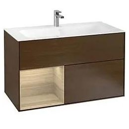 Villeroy & Boch Villeroy und Boch Finion Waschtischunterschrank G030PCGN 99,6x59,1cm, Wandbeleuchtung, Regal links Oak Veneer, Walnut veneer