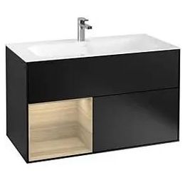 Villeroy & Boch Villeroy und Boch Finion Waschtischunterschrank G030PCPD 99,6x59,1cm, Wandbeleuchtung, Regal links Oak Veneer, Black matt lacquer