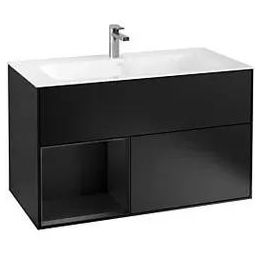 Villeroy & Boch Villeroy und Boch Finion Waschtischunterschrank G030PDPD 99,6x59,1cm, Wandbeleuchtung, Regal links Black matt lacquer, Black matt lacquer