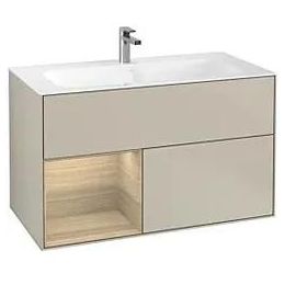 Villeroy & Boch Villeroy und Boch Finion Waschtischunterschrank G030PCHH 99,6x59,1cm, Wandbeleuchtung, Regal links Oak Veneer, Sand Matt Lacquer