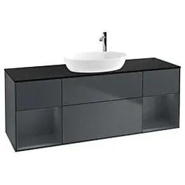 Villeroy & Boch Villeroy und Boch Finion Waschtischunterschrank G982HGHG 160cm, Abdeckplatte black matt, Emotion, Regale Midnight matt lacquer, Midnight Blue Matt Lacquer