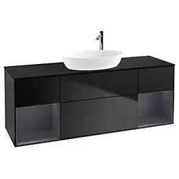 Villeroy & Boch Villeroy und Boch Finion Waschtischunterschrank G982HGPD 160cm, Abdeckplatte black matt, Emotion, Regale Midnight matt lacquer, Black matt lacquer