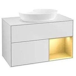 Villeroy & Boch Villeroy und Boch Finion Waschtischunterschrank GA21HFMT 100cm, Abdeckplatte white matt, Emotion, Regale Gold matt lacquer, White matt lacquer