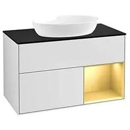 Villeroy & Boch Villeroy und Boch Finion Waschtischunterschrank GA22HFMT 100cm, Abdeckplatte black matt, Emotion, Regale Gold matt lacquer, White matt lacquer