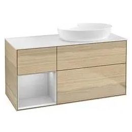 Villeroy & Boch Villeroy und Boch Finion Waschtischunterschrank GA41GJPC 120cm, Abdeckplatte white matt, Emotion, Regale Light grey matt lacquer, Oak Veneer