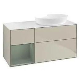 Villeroy & Boch Villeroy und Boch Finion Waschtischunterschrank GA41GMHH 120cm, Abdeckplatte white matt, Emotion, Regale Olive matt lacquer, Sand Matt Lacquer