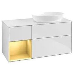 Villeroy & Boch Villeroy und Boch Finion Waschtischunterschrank GA41HFMT 120cm, Abdeckplatte white matt, Emotion, Regale Gold matt lacquer, White matt lacquer