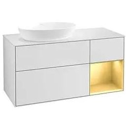 Villeroy & Boch Villeroy und Boch Finion Waschtischunterschrank GA51HFMT 120cm, Abdeckplatte white matt, Emotion, Regale Gold matt lacquer, White matt lacquer