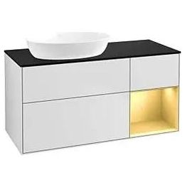 Villeroy & Boch Villeroy und Boch Finion Waschtischunterschrank GA52HFMT 120cm, Abdeckplatte black matt, Emotion, Regale Gold matt lacquer, White matt lacquer