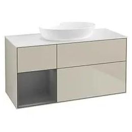 Villeroy & Boch Villeroy und Boch Finion Waschtischunterschrank GA61GKHH 120cm, Abdeckplatte white matt, Emotion, Regale Anthracite matt lacquer, Sand Matt Lacquer