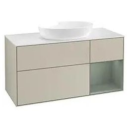 Villeroy & Boch Villeroy und Boch Finion Waschtischunterschrank GA71GMHH 120cm, Abdeckplatte white matt, Emotion, Regale Olive matt lacquer, Sand Matt Lacquer