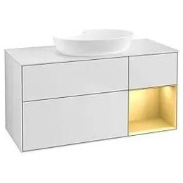 Villeroy & Boch Villeroy und Boch Finion Waschtischunterschrank GA71HFMT 120cm, Abdeckplatte white matt, Emotion, Regale Gold matt lacquer, White matt lacquer