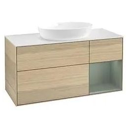 Villeroy & Boch Villeroy und Boch Finion Waschtischunterschrank GA71GMPC 120cm, Abdeckplatte white matt, Emotion, Regale Olive matt lacquer, Oak Veneer