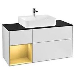 Villeroy & Boch Villeroy und Boch Finion Waschtischunterschrank G162HFMT 120cm, Abdeckplatte black matt, Emotion, Regal links Gold matt, White matt lacquer