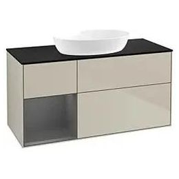 Villeroy & Boch Villeroy und Boch Finion Waschtischunterschrank GA62GKHH 120cm, Abdeckplatte black matt, Emotion, Regale Anthracite matt lacquer, Sand Matt Lacquer