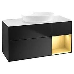 Villeroy & Boch Villeroy und Boch Finion Waschtischunterschrank GA71HFPD 120cm, Abdeckplatte white matt, Emotion, Regale Gold matt lacquer, Black matt lacquer