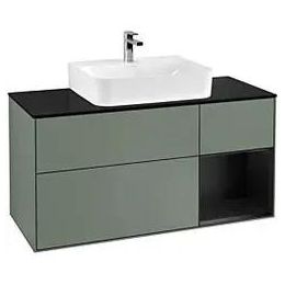 Villeroy & Boch Villeroy und Boch Finion Waschtischunterschrank G172PDGM 120cm, Abdeckplatte black matt, Emotion, Regal rechts Black matt lacquer, Olive Matt Lacquer