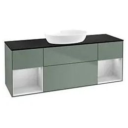 Villeroy & Boch Villeroy und Boch Finion Waschtischunterschrank GD02GJGM 120cm, Abdeckplatte black matt, Emotion, Regale Light grey matt lacquer, Olive Matt Lacquer