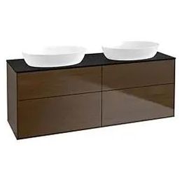 Villeroy & Boch Villeroy und Boch Finion Waschtischunterschrank GA8200GN 160x60,3cm, Emotion, Abdeckplatte black matt, Walnut veneer