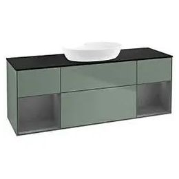 Villeroy & Boch Villeroy und Boch Finion Waschtischunterschrank GD02GKGM 120cm, Abdeckplatte black matt, Emotion, Regale Anthracite matt lacquer, Olive Matt Lacquer