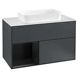 Villeroy & Boch Villeroy und Boch Finion Waschtischunterschrank G241PDHG 100cm, Abdeckplatte white matt, Emotion, Regal links Black matt lacquer, Midnight Blue Matt Lacquer