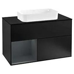 Villeroy & Boch Villeroy und Boch Finion Waschtischunterschrank G242HGPD 100cm, Abdeckplatte black matt, Emotion, Regal links Midnight Blue Matt Lacquer, Black matt lacquer