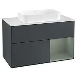 Villeroy & Boch Villeroy und Boch Finion Waschtischunterschrank G251GMHG 100cm, Abdeckplatte white matt, Emotion, Regal rechts Olive Matt Lacquer, Midnight Blue Matt Lacquer