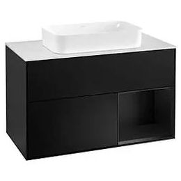 Villeroy & Boch Villeroy und Boch Finion Waschtischunterschrank G251PDPD 100cm, Abdeckplatte white matt, Emotion, Regal rechts Black matt lacquer, Black matt lacquer