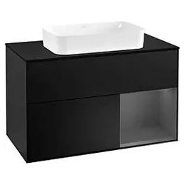 Villeroy & Boch Villeroy und Boch Finion Waschtischunterschrank G252GKPD 100cm, Abdeckplatte black matt, Emotion, Regal rechts Anthracite matt, Black matt lacquer