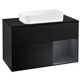 Villeroy & Boch Villeroy und Boch Finion Waschtischunterschrank G252HGPD 100cm, Abdeckplatte black matt, Emotion, Regal rechts Midnight Blue Matt Lacquer, Black matt lacquer