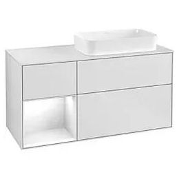 Villeroy & Boch Villeroy und Boch Finion Waschtischunterschrank G271GFMT 120cm, Abdeckplatte white matt, Emotion, Regal links Glossy white lacquer, White matt lacquer