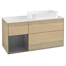 Villeroy & Boch Villeroy und Boch Finion Waschtischunterschrank G271GKPC 120cm, Abdeckplatte white matt, Emotion, Regal links Anthracite matt, Oak Veneer