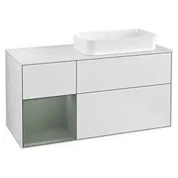 Villeroy & Boch Villeroy und Boch Finion Waschtischunterschrank G271GMMT 120cm, Abdeckplatte white matt, Emotion, Regal links Olive Matt Lacquer, White matt lacquer