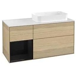 Villeroy & Boch Villeroy und Boch Finion Waschtischunterschrank G271PHPC 120cm, Abdeckplatte white matt, Emotion, Regal links Glossy Black Lacquer, Oak Veneer