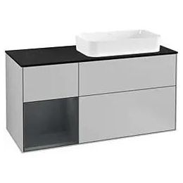 Villeroy & Boch Villeroy und Boch Finion Waschtischunterschrank G272HGGJ 120cm, Abdeckplatte black matt, Emotion, Regal links Midnight Blue Matt Lacquer, Light grey matt