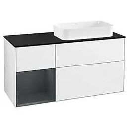 Villeroy & Boch Villeroy und Boch Finion Waschtischunterschrank G272HGGF 120cm, Abdeckplatte black matt, Emotion, Regal links Midnight Blue Matt Lacquer, Glossy white lacquer