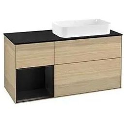 Villeroy & Boch Villeroy und Boch Finion Waschtischunterschrank G272PDPC 120cm, Abdeckplatte black matt, Emotion, Regal links Black matt lacquer, Oak Veneer