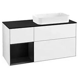 Villeroy & Boch Villeroy und Boch Finion Waschtischunterschrank G272PDGF 120cm, Abdeckplatte black matt, Emotion, Regal links Black matt lacquer, Glossy white lacquer