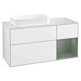 Villeroy & Boch Villeroy und Boch Finion Waschtischunterschrank G281GMGF 120cm, Abdeckplatte white matt, Emotion, Regal rechts Olive Matt Lacquer, Glossy white lacquer