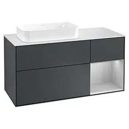 Villeroy & Boch Villeroy und Boch Finion Waschtischunterschrank G281GJHG 120cm, Abdeckplatte white matt, Emotion, Regal rechts Light grey matt, Midnight Blue Matt Lacquer