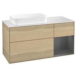 Villeroy & Boch Villeroy und Boch Finion Waschtischunterschrank G281GKPC 120cm, Abdeckplatte white matt, Emotion, Regal rechts Anthracite matt, Oak Veneer