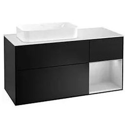 Villeroy & Boch Villeroy und Boch Finion Waschtischunterschrank G281GJPD 120cm, Abdeckplatte white matt, Emotion, Regal rechts Light grey matt, Black matt lacquer