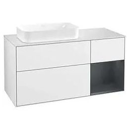 Villeroy & Boch Villeroy und Boch Finion Waschtischunterschrank G281HGGF 120cm, Abdeckplatte white matt, Emotion, Regal rechts Midnight Blue Matt Lacquer, Glossy white lacquer