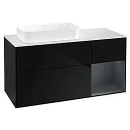 Villeroy & Boch Villeroy und Boch Finion Waschtischunterschrank G281HGPH 120cm, Abdeckplatte white matt, Emotion, Regal rechts Midnight Blue Matt Lacquer, Glossy Black Lacquer