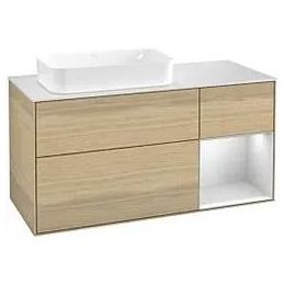 Villeroy & Boch Villeroy und Boch Finion Waschtischunterschrank G281MTPC 120cm, Abdeckplatte white matt, Emotion, Regal rechts White matt lacquer, Oak Veneer